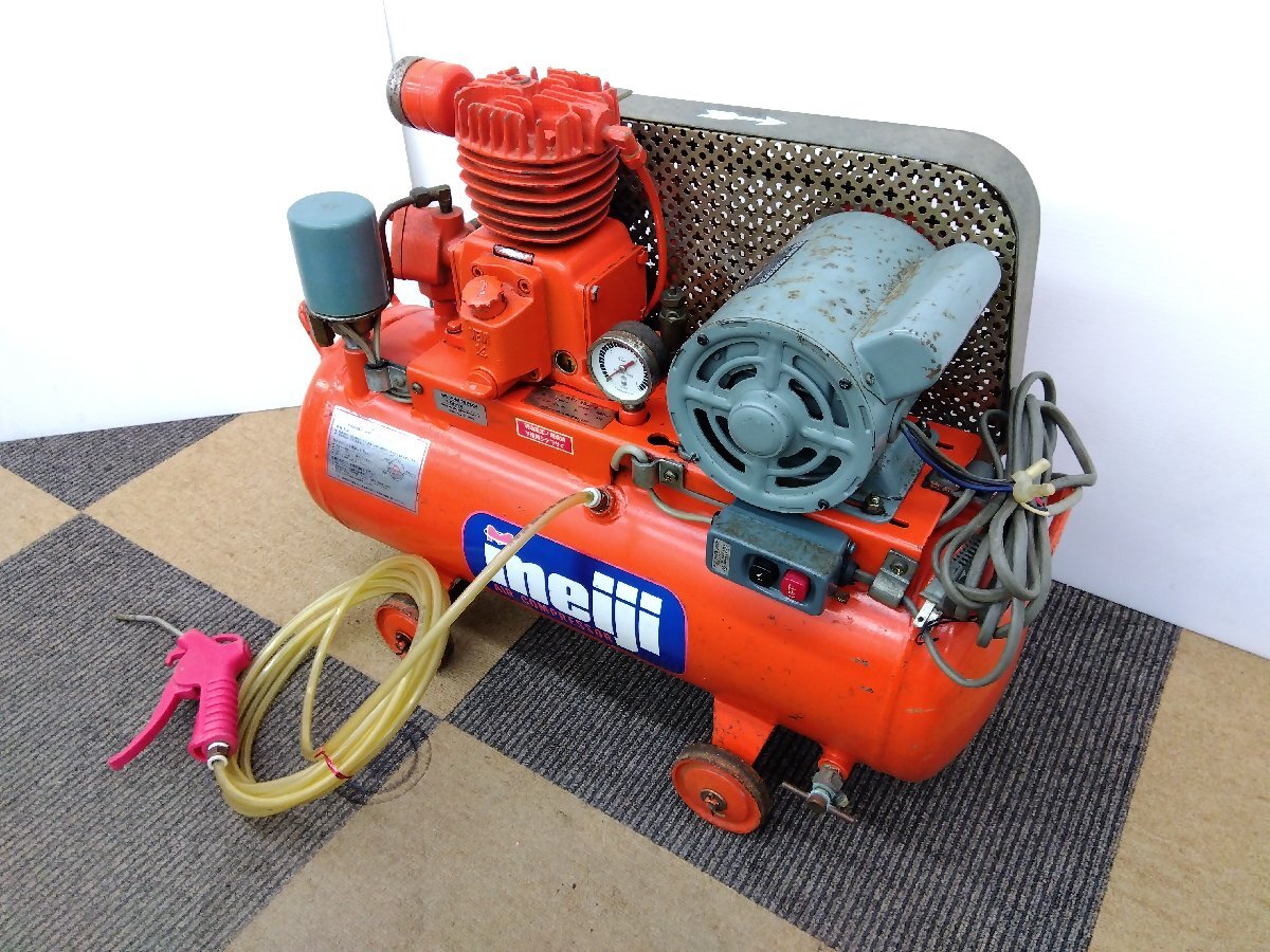 【傷や汚れあり】エアーコンプレッサー GH-1/4 GHO-1/4 明治 0.2kw 1/4馬力 動作OK 工具 DIY エアーツール ...