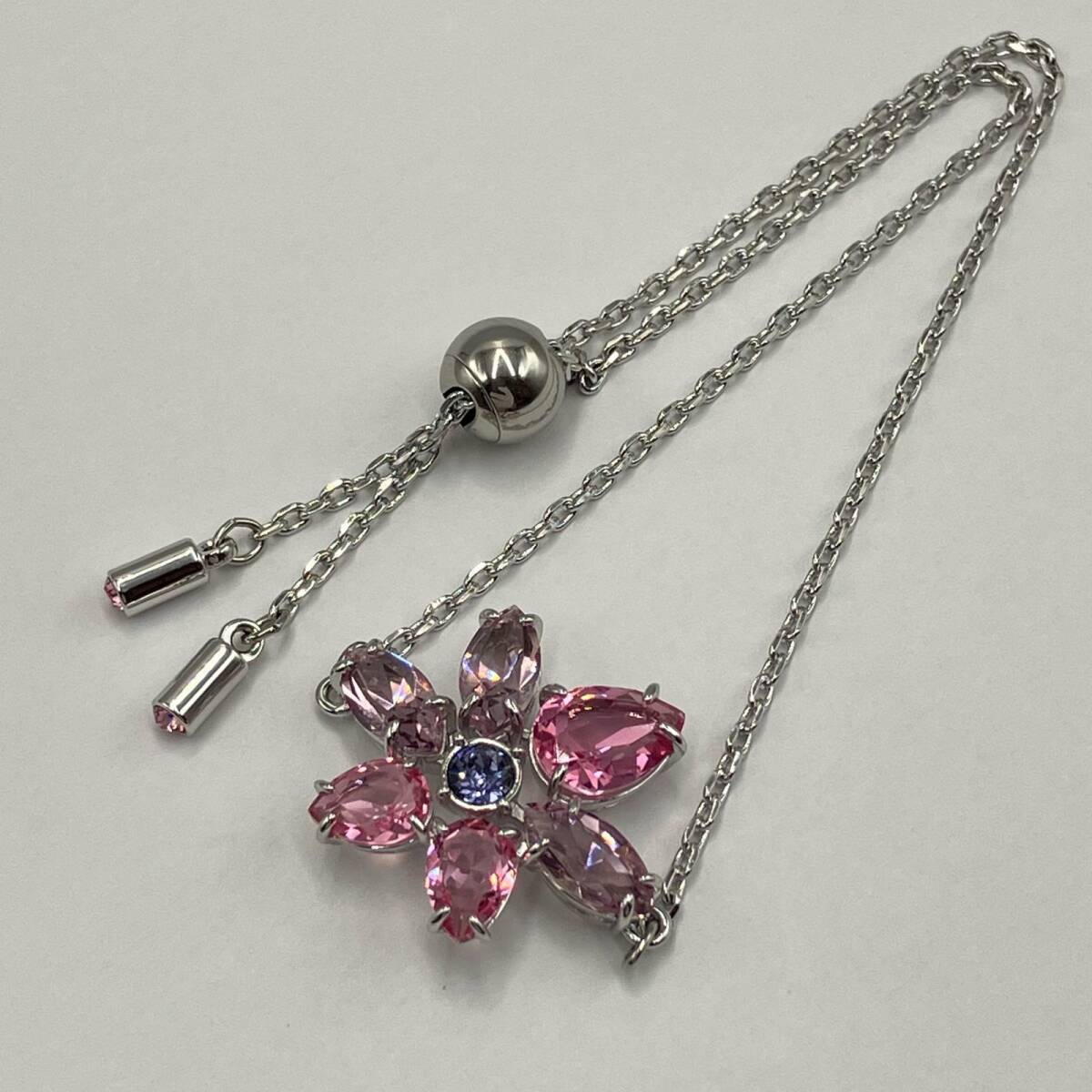 【目立った傷や汚れなし】1円 スワロフスキー Gema ブレスレット ミックスカット ラインストーン フラワーモチーフ マルチカラー シルバー ...