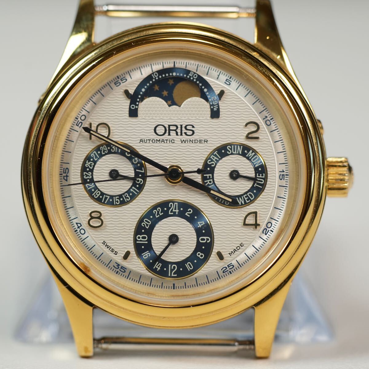 【目立った傷や汚れなし】09) ORIS オリス コンプリケーション ムーンフェイズ S.A.7433 トリプルカレンダー 裏透け 自動巻き ...