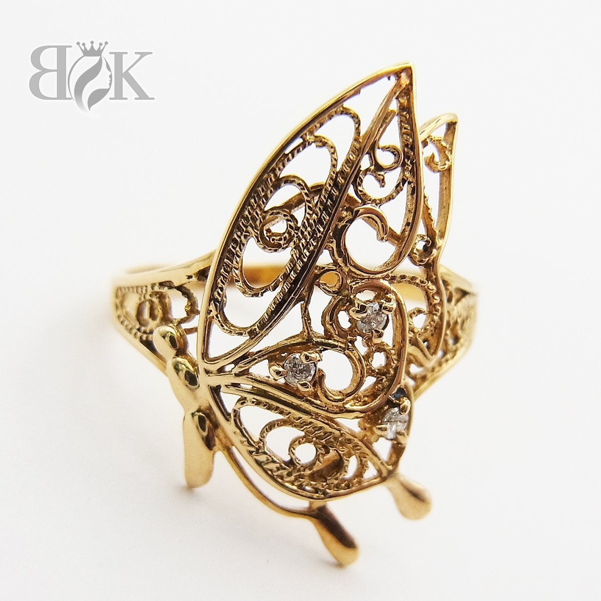 【やや傷や汚れあり】K18 ダイヤモンドリング 0.03ct バタフライ 蝶々 1.9g 12号 幅：約21.4mm ゴールド 指輪 ∞の落札情報詳細 - Yahoo!オークション落札価格検索 ...