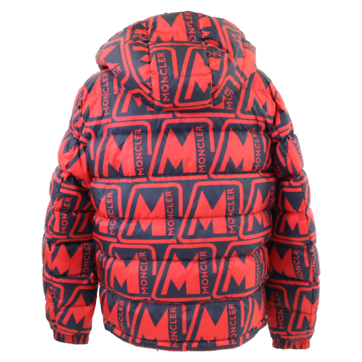 【やや傷や汚れあり】【国内正規20年製】MONCLER モンクレール FRIOLAND 総柄 フード付ダウン ジャケット 4 レッドネイビー ...