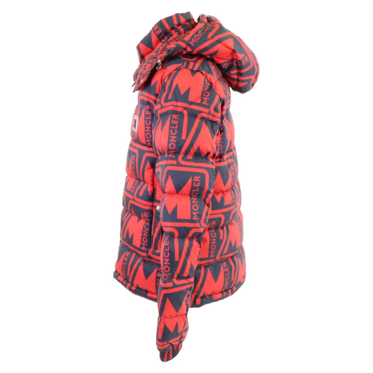 【やや傷や汚れあり】【国内正規20年製】MONCLER モンクレール FRIOLAND 総柄 フード付ダウン ジャケット 4 レッドネイビー ...