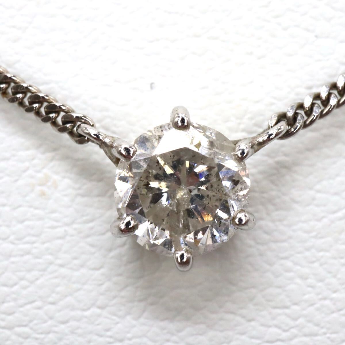 【目立った傷や汚れなし】1円〜!!1.00ct!!JEWELRY MAKI(ジュエリーマキ)人気商品!!《Pt850 天然ダイヤモンドネックレス》D約4.7g 約40.5cm diamond ...