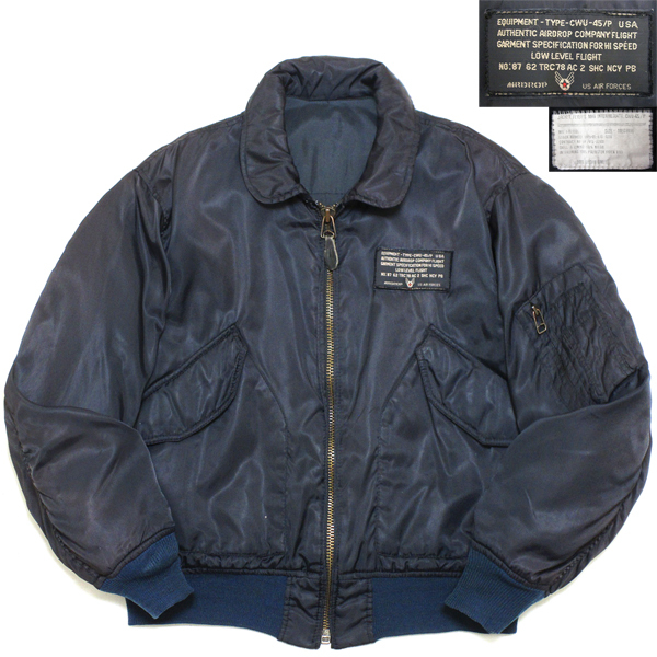 【やや傷や汚れあり】80's ビンテージ ! US.AIR FORCE 希少 圧巻フェード☆ CWU-45P ボンバー フライトジャケット♪ 大戦 alpha 米軍 wep avirex ...