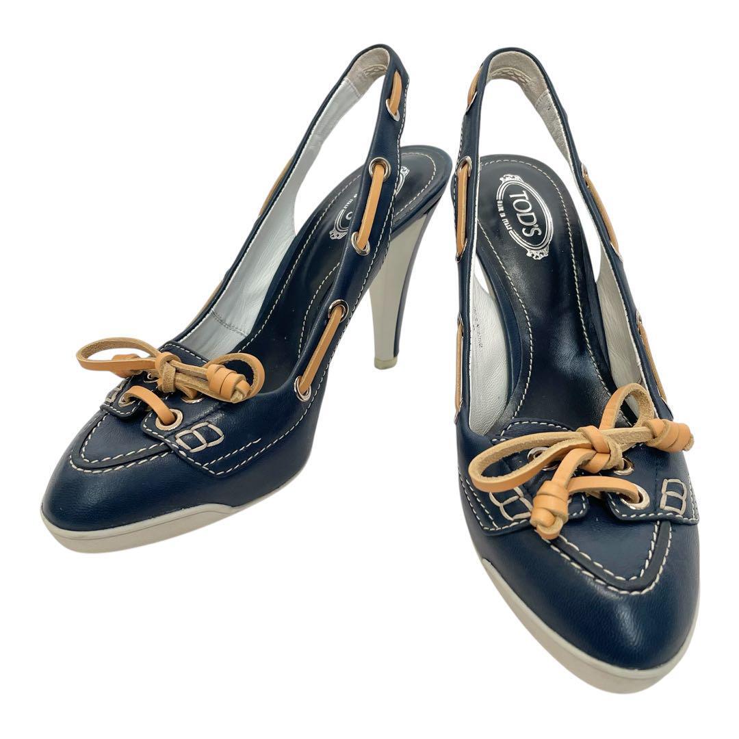 【目立った傷や汚れなし】TOD’S トッズ ハイヒール サンダル ストラップ パンプス レザー ネイビー 35 1/2(22.5cm相当）の落札情報詳細 - Yahoo!オークション落札価格 ...