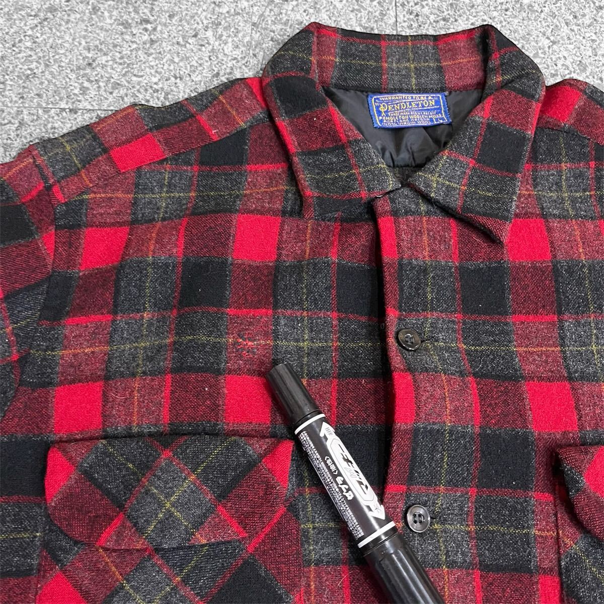 【やや傷や汚れあり】ペンドルトン PENDLETON ボードシャツ 50年代 レッドチェック柄 MADE IN USA オンブレ ンテージ BRENT シャドーチェック 40s 50s 60s ...