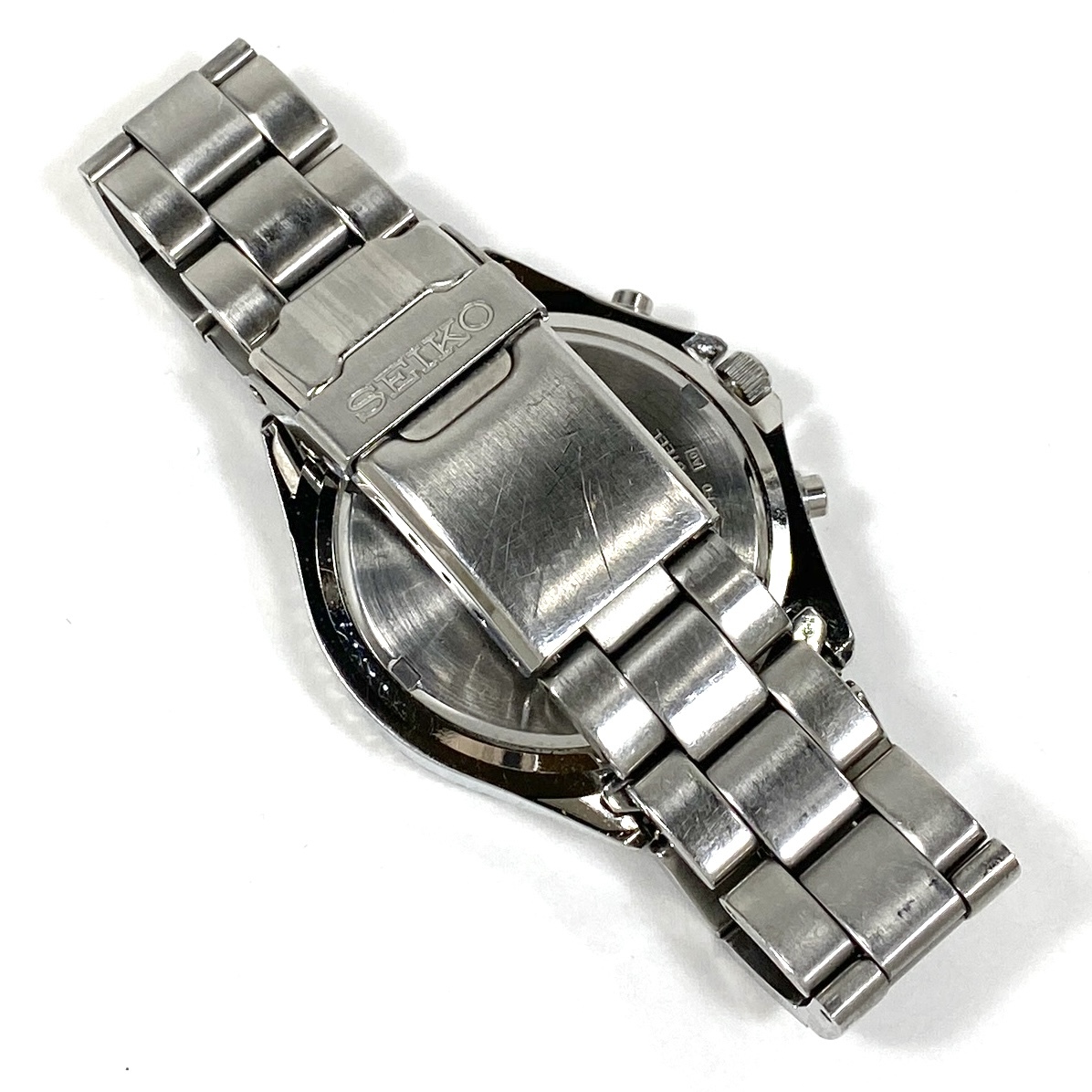 【やや傷や汚れあり】＊【電池交換済】SEIKO 7T92-0CF0 クォーツ QZ クロノグラフ 100M メンズ 腕時計 デイト 青文字盤 ブルー セイコー 稼働品の落札情報詳細 ...