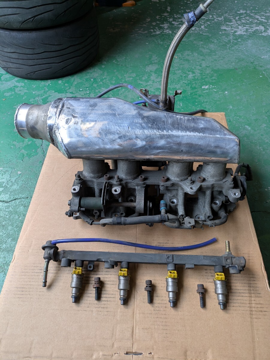 【傷や汚れあり】日産 パルサー GTi-R SR20DET 4連スロットル 4スロ サージタンク スロットル インジェクター スロポジ ...