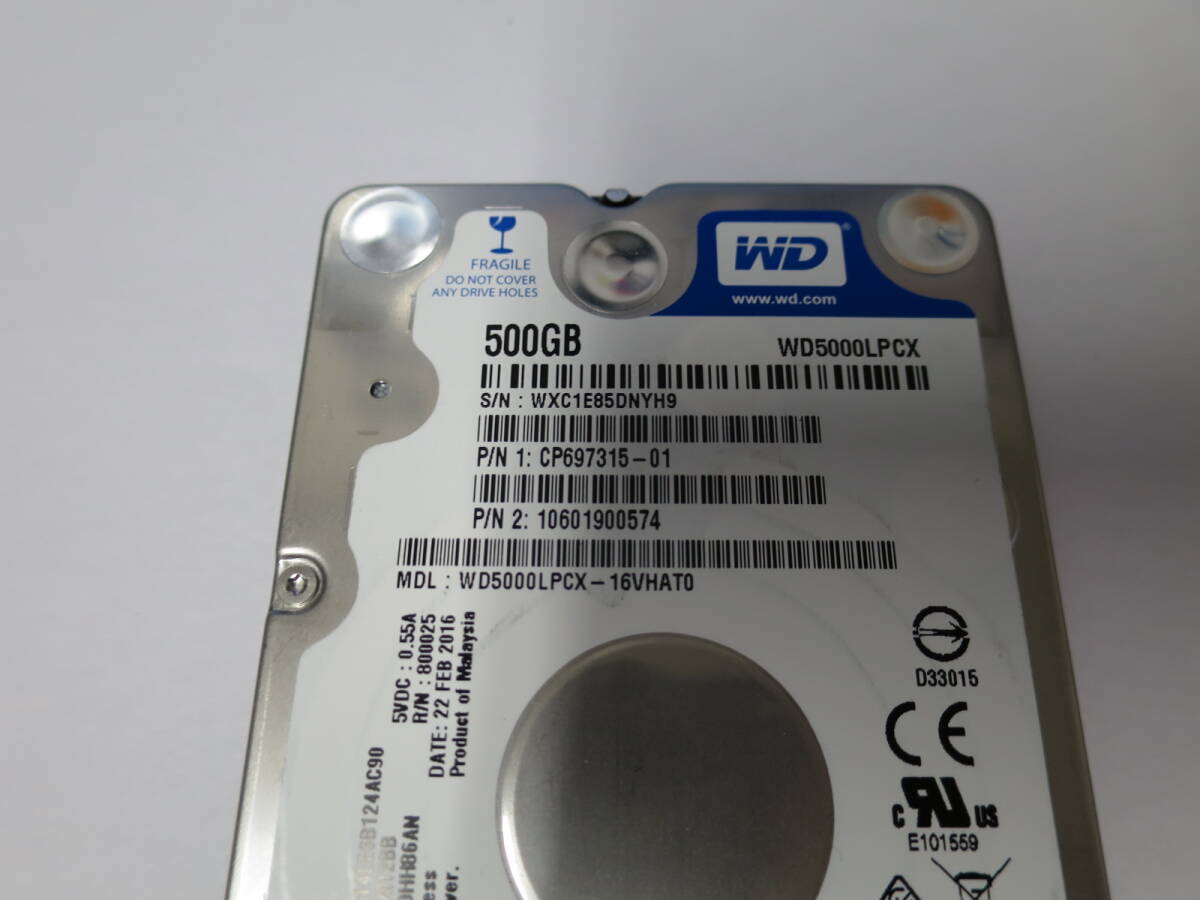 【やや傷や汚れあり】【美品】WD Blue WD5000LPCX 2.5 500GB HDD SATA600 16MB 5400rpm 7mm ...