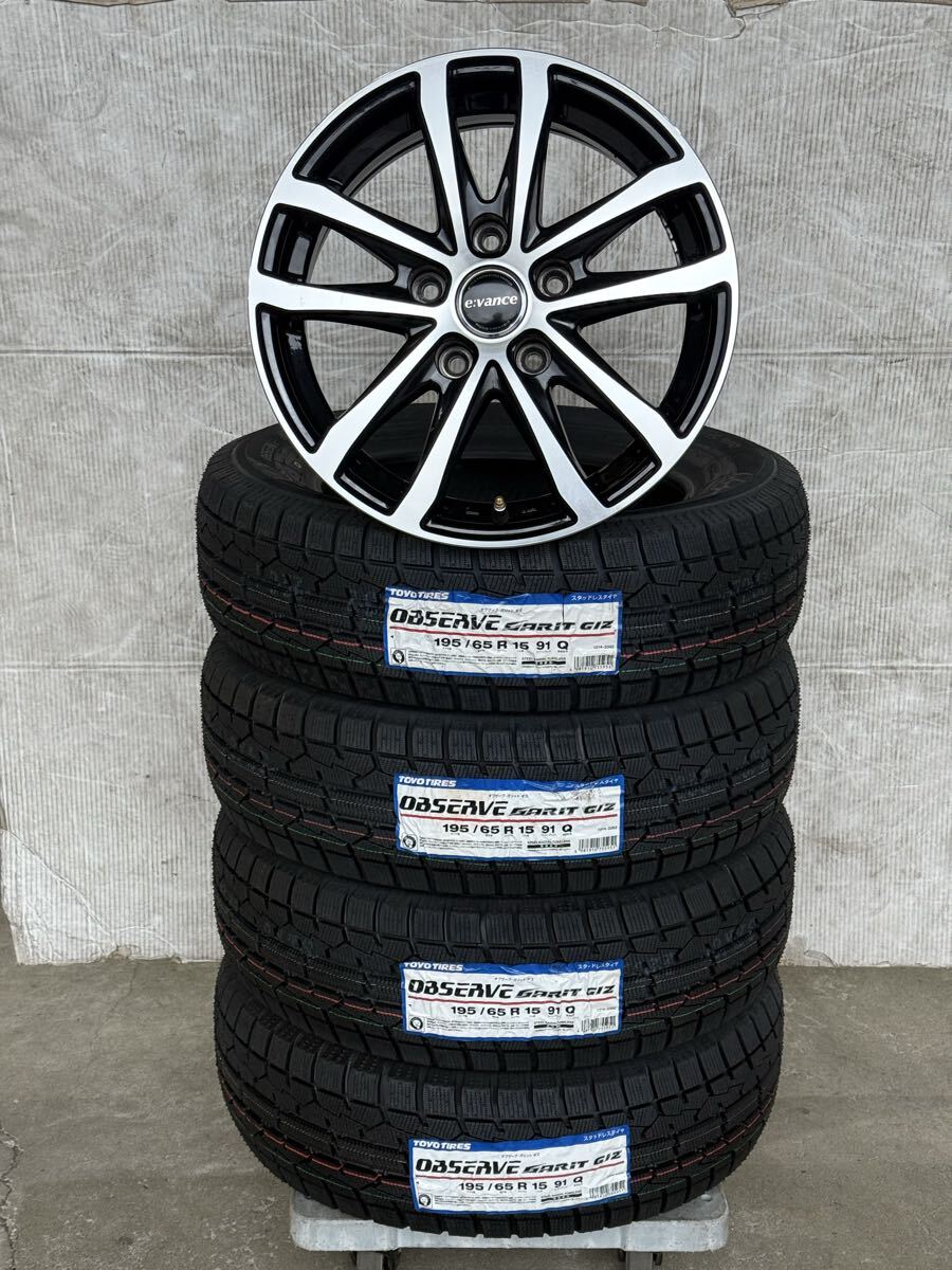 【目立った傷や汚れなし】新品 トーヨー 195/65R15 GIZ スタッドレス アルミ 15インチ 6J +43 PCD114.3 5H ハブ73 セレナ C25 C26 C27 冬タイヤ ...