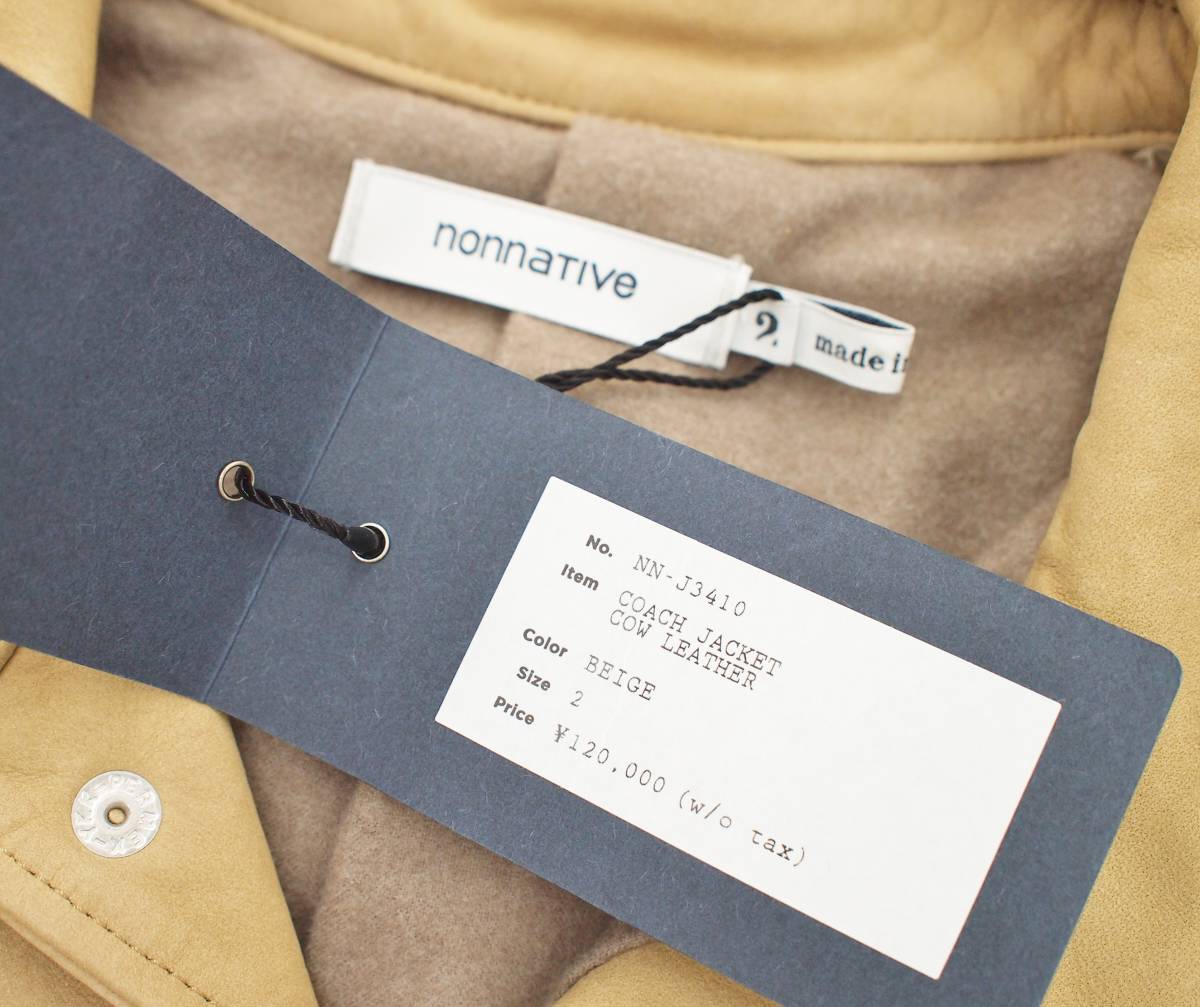 【新品】定価129,600円 18AW nonnative COACH JACKET COW LEATHER NN-J3410 コーチジャケット カウレザー ベージュ 牛革の落札情報詳細 ...