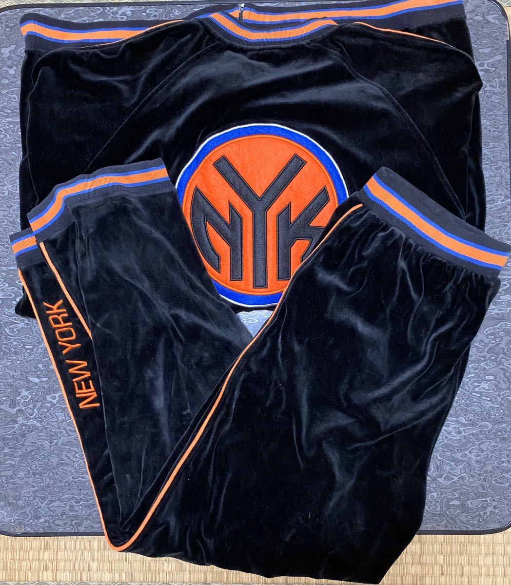 3900円スタート 中古 セットアップ ジャージ ベロア Velour Pants Jersey Nba New York Knicks 黒