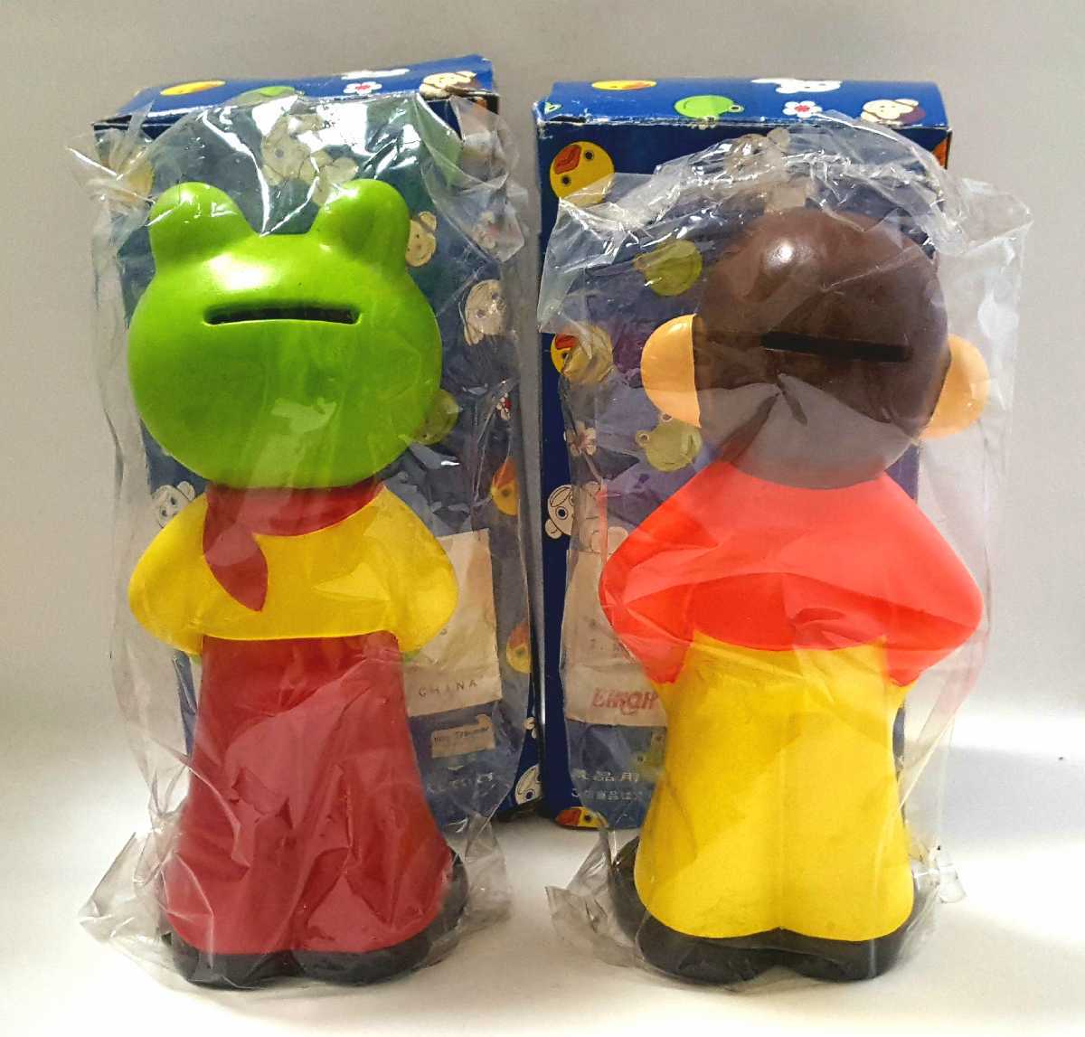 ☆懐かし!von Traumerアヒルのガーコちゃん&フレンズ「ケロタン ケロ吉 モンキー モン太」ソフビ 人形 ソフトバンク 貯金箱 2種 ...
