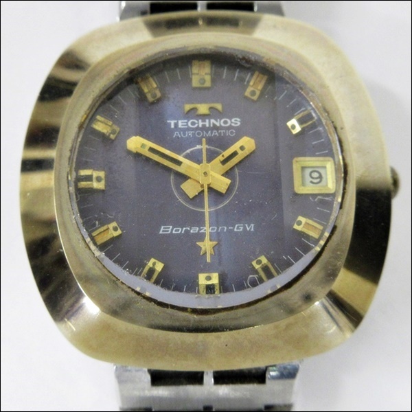 16 51-400966-25 [Y] TECHNOS テクノス Borazon GM ボラゾン S3G1258 AUTOMATIC 自動巻 メンズ 腕時計 デイト 福51の落札情報詳細 ...