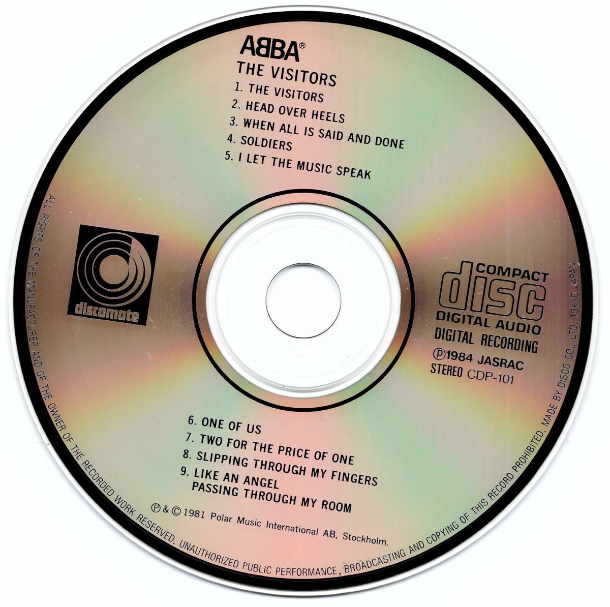 【傷や汚れあり】ディスコメイト盤CD☆ABBA／ザ・ビジターズ（CDP-101） アバ／THE VISITORS、最初期discomate盤 ...