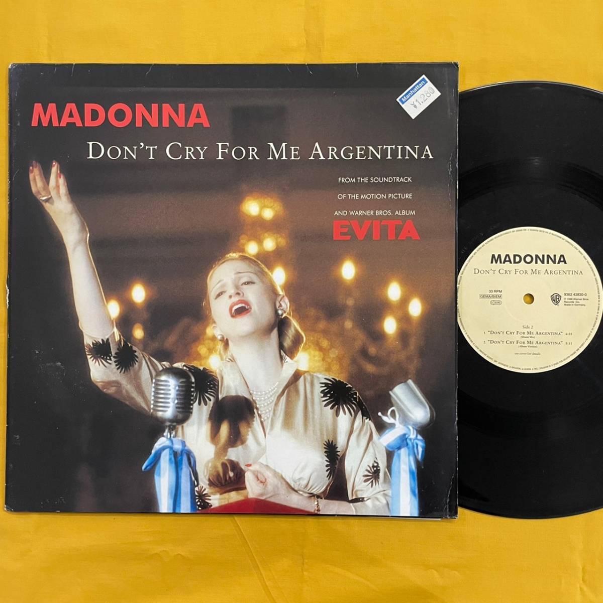 【やや傷や汚れあり】S12Z ポップス ドイツ盤 LP Madonna マドンナ / Don't Cry For Me Argentina ...