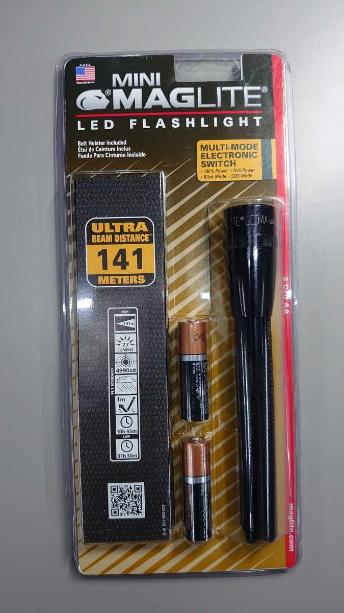 【未使用】ミニマグライト 最上位モデル mini MAGLITE LED 2-cell AA flashlignt SP2201H ブラックの ...