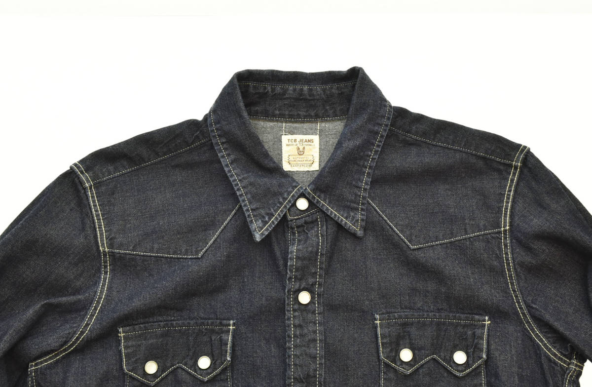 【目立った傷や汚れなし】 TCB jeans ティーシービージーンズ Dude Ranch Shirt デニム 長袖シャツ size40 ...