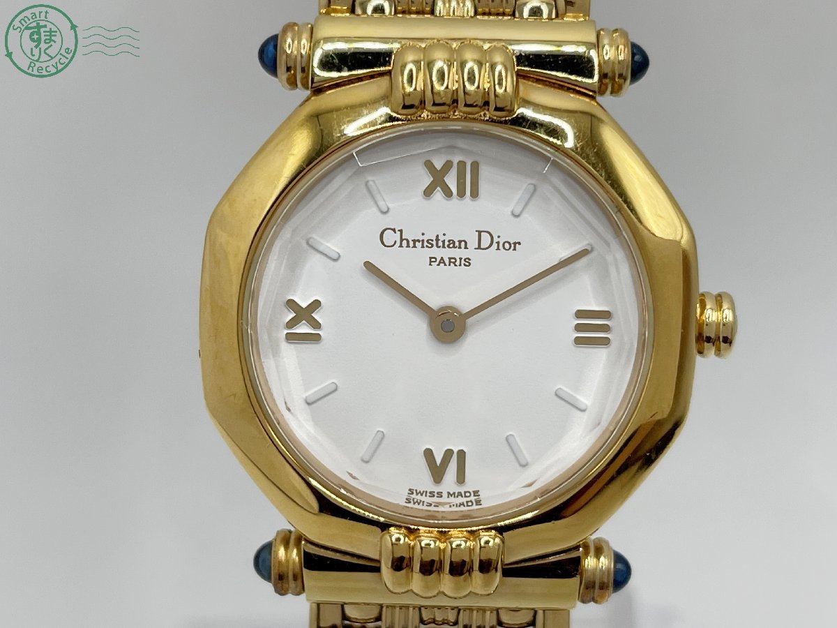 【やや傷や汚れあり】0853750 Christian Dior クリスチャンディオール 64151 ホワイト文字盤 ゴールド クォーツ ...