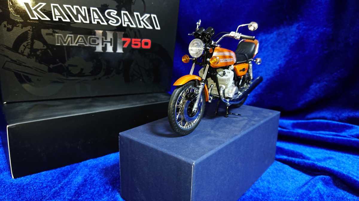 【やや傷や汚れあり】1/12 Wit's Kawasaki Mach 750SS CANDY GOLD Rainbow line カワサキ マッハ キャンディゴールド BK131 スタンド破損 ...