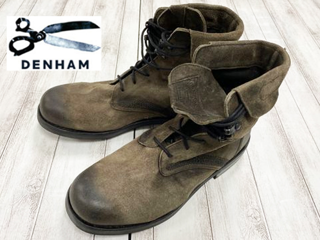 【未使用】DENHAM/デンハム 高級 本格的編み上げワークブーツ 70840円 やぎ革 DANEMICA BOOT グレー 41(25 ...