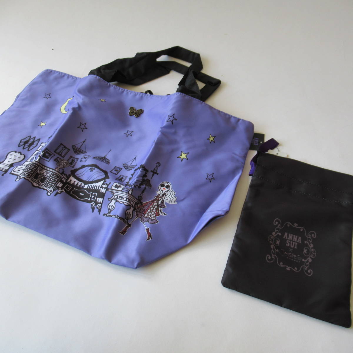 【未使用】 202209即決 ANNA SUI×Josie's RUNWAY アナスイ×ジョシーズ ランウェイ新品パープル 巾着付きエコバッグ の落札情報詳細| ヤフオク落札価格情報 オークフリー