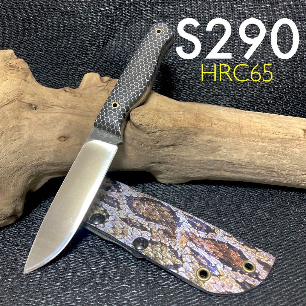 【未使用】[研ぎ師]S290 HRC65 カスタムナイフ サバイバルナイフ ハンティングナイフ フルタング ハンドメイド 狩猟 デザート ...