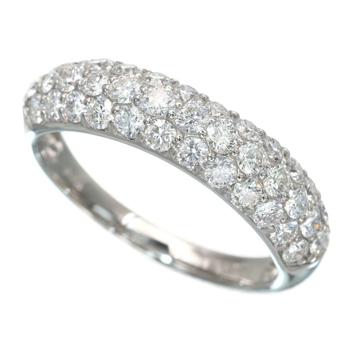 【目立った傷や汚れなし】全てがエクセレントカット（H&C)で最強の輝き Pt950 ダイヤモンド パヴェ リング 3.5g D1.00ct H&C 簡易鑑別カード付 超美品 ★jz759の落札 ...