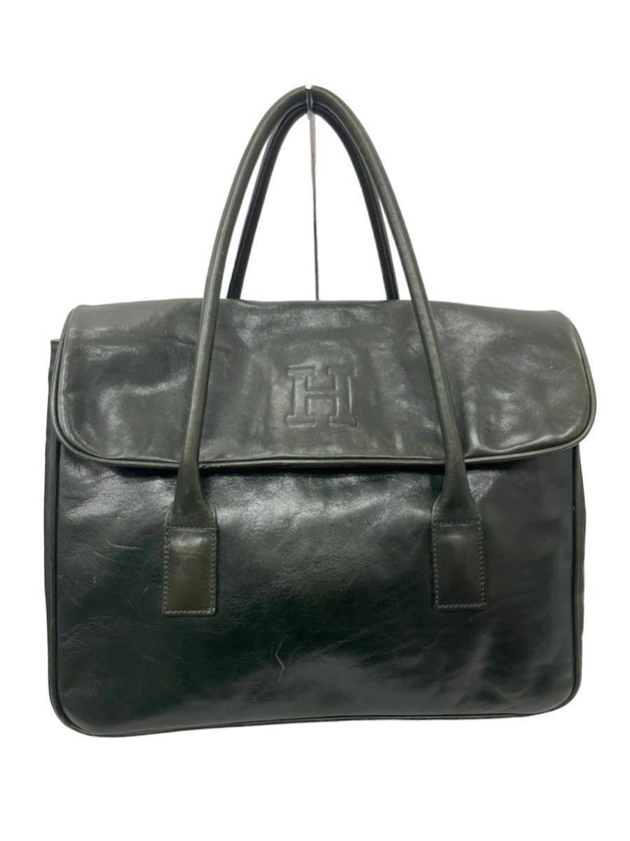 【やや傷や汚れあり】HIROFU ヒロフ Hロゴ ステッチ トートバッグ 本革 レザー ダークグリーン 黒緑 イタリア製 ショルダー ビジネス 男女兼用 鞄 Mk.eの落札情報詳細 ...