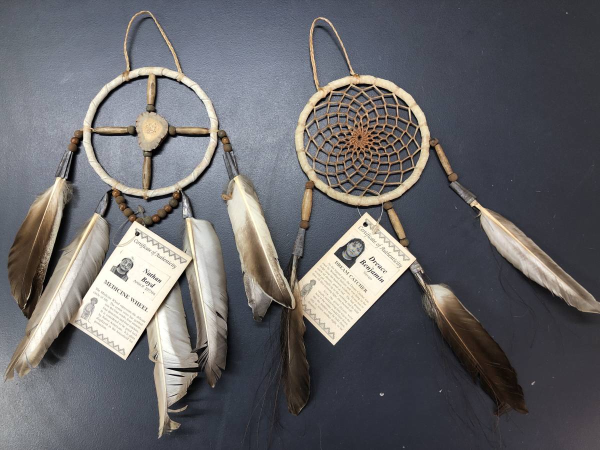 【傷や汚れあり】HB6083 MEDICINE WHEEL DREAM CATCHER ドリームキャッチャー 吊るし飾り Dreace ...