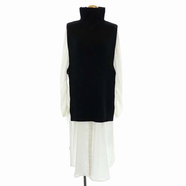 【やや傷や汚れあり】アメリヴィンテージ Ameri VINTAGE 20AW VEST LAYERED SHIRT DRESS 2点セット シャツワンピース 長袖 バンドカラー ロング ベスト ...