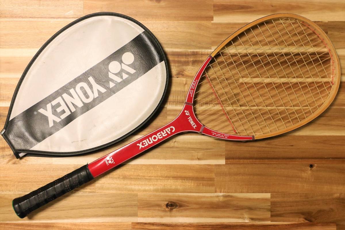 【やや傷や汚れあり】当時物 YONEX CARBONEX TS-7000 赤 ★ 木製 テニスラケット ヨネックス カーボネックス インテリア の落札情報詳細| ヤフオク落札価格情報 オークフリー