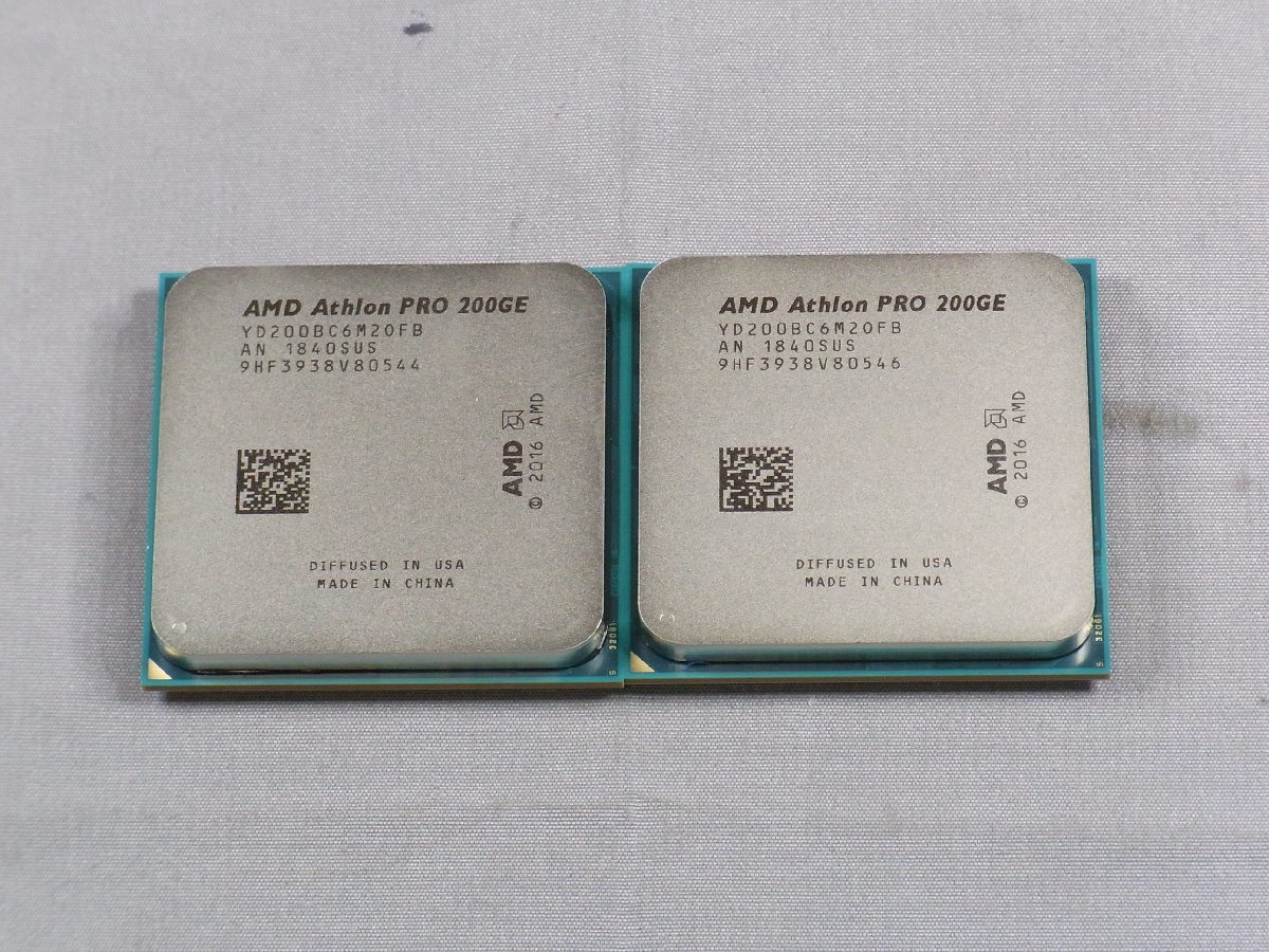 【やや傷や汚れあり】B33295 O-01367 AMD Athlon PRO 200GE Socket AM4 CPU 2個セット 動作品の ...
