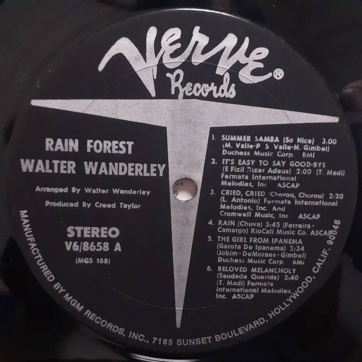 【目立った傷や汚れなし】米VERVEオリジLP！黒銀Tラベル VANGELDER刻印 Walter Wanderley /Rain ...