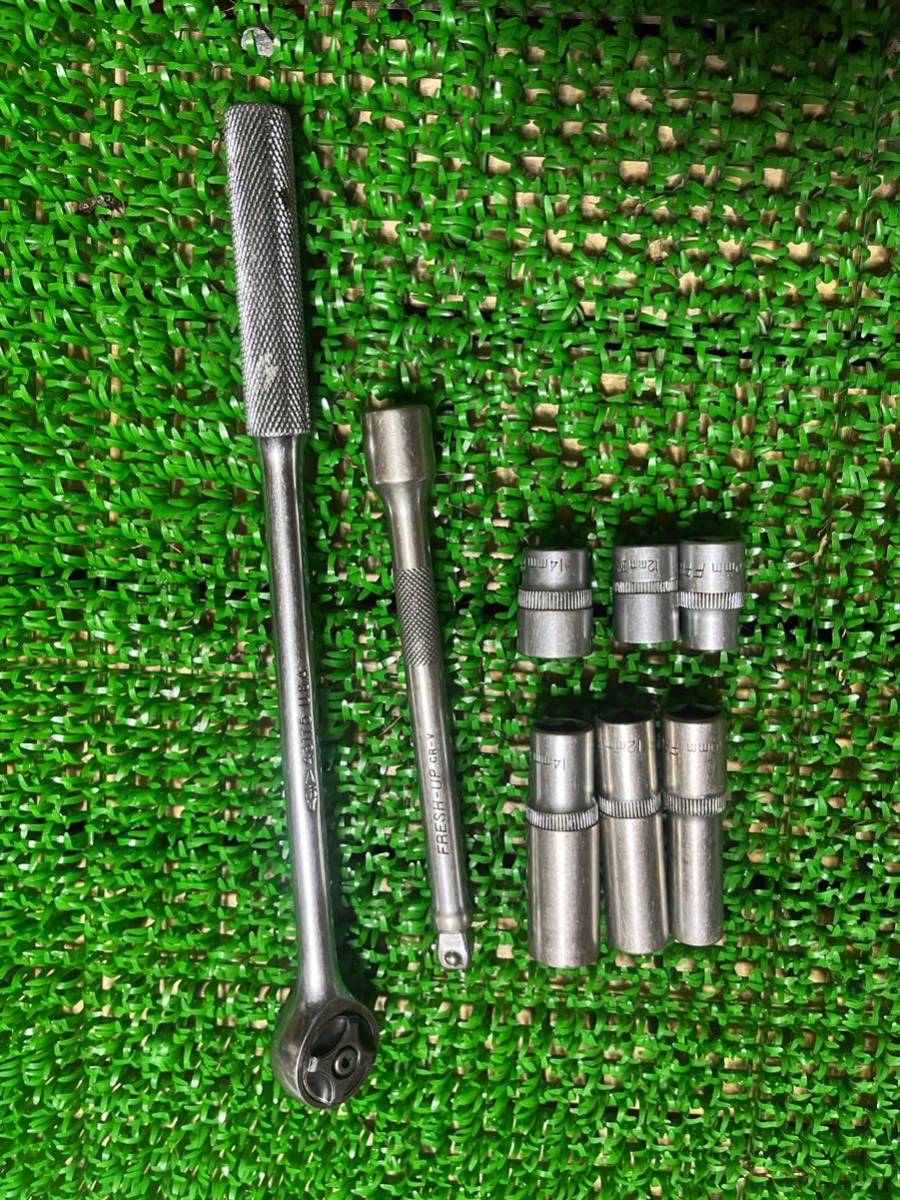 【やや傷や汚れあり】3/8 sk u.s.a ラチェット FRESH UP ソケット ロング エクステンション 10.12.14 セット 検索Snap-on KTC mac TONE ...