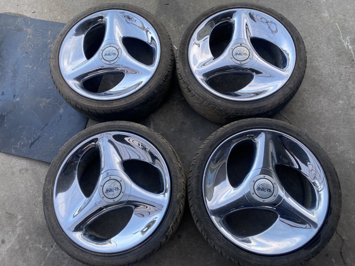 【傷や汚れあり】17インチ 114.3 5穴 7J ANTERA アンティーラ ユーロ 絶版ホイール 205/40R17 クローム メッキの ...