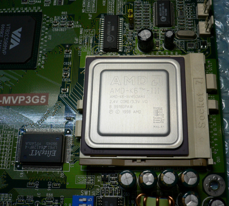 【やや傷や汚れあり】AMD K6-Ⅲ 450 ＋エポックス EP-MVP3G5 ソケット7 マザーボード＋メモリー 256MB 中古動作品 ...