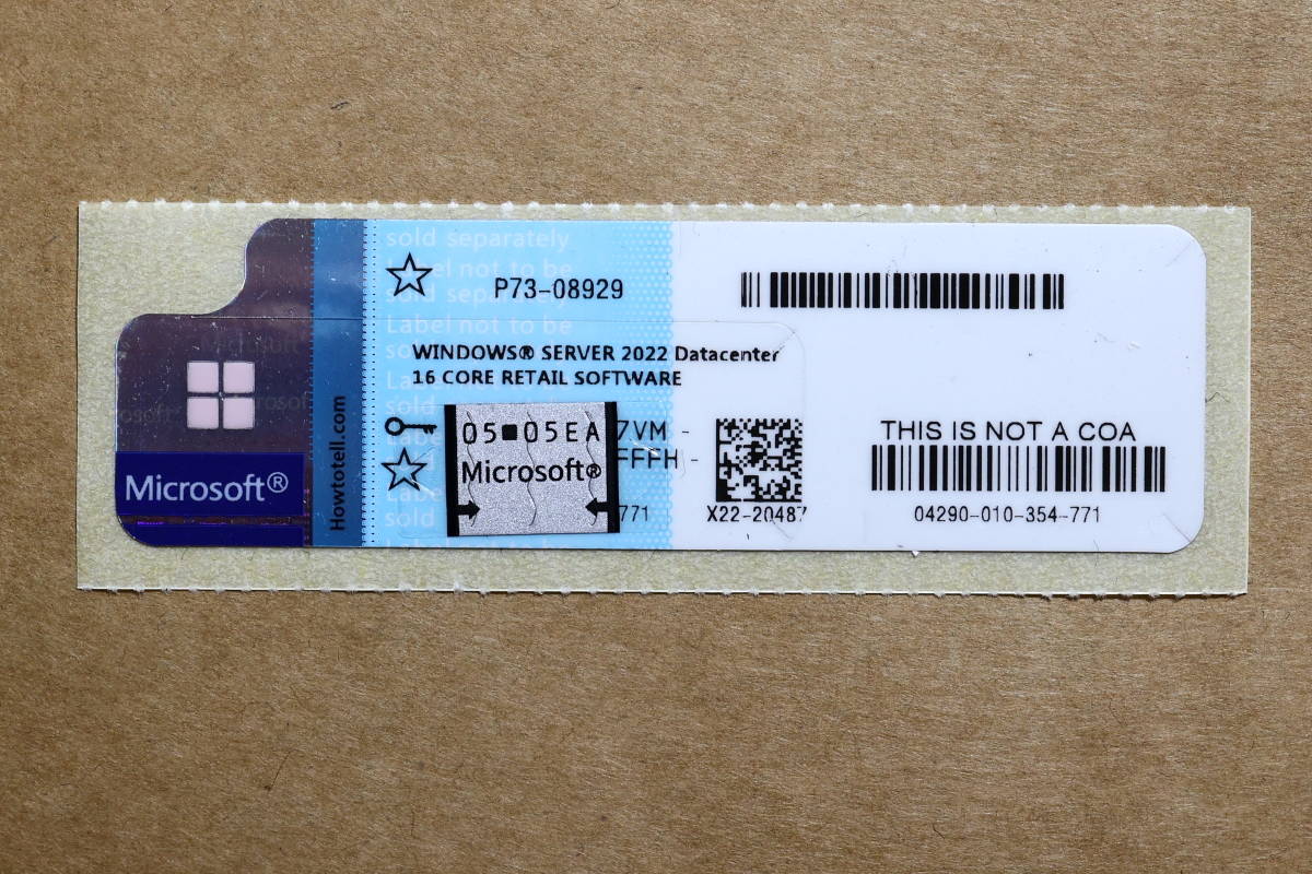 【未使用】Windows Server 2022 DataCenter COAシール プロダクトキー 実物発送 リテール版 認証保証の落札情報 ...