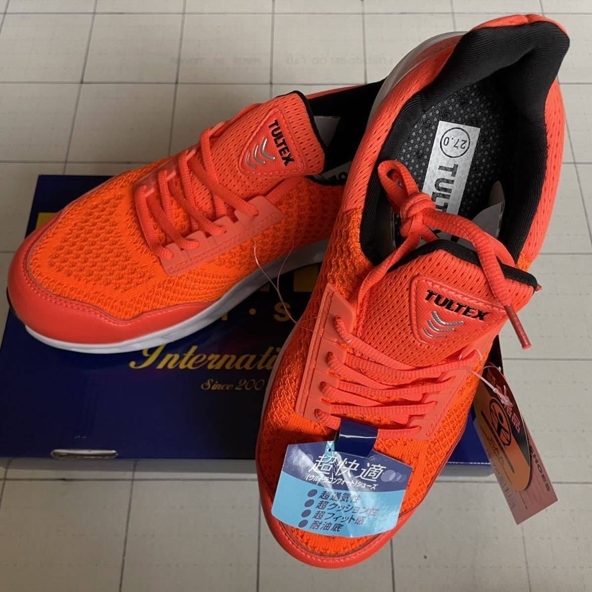 【未使用】【TULTEX】タルテックス アイトス 超軽量安然靴/セーフティースニーカー 通気性/クッション性 27.0cm オレンジ/橙 51652-063 ローカットの落札情報詳細 ...