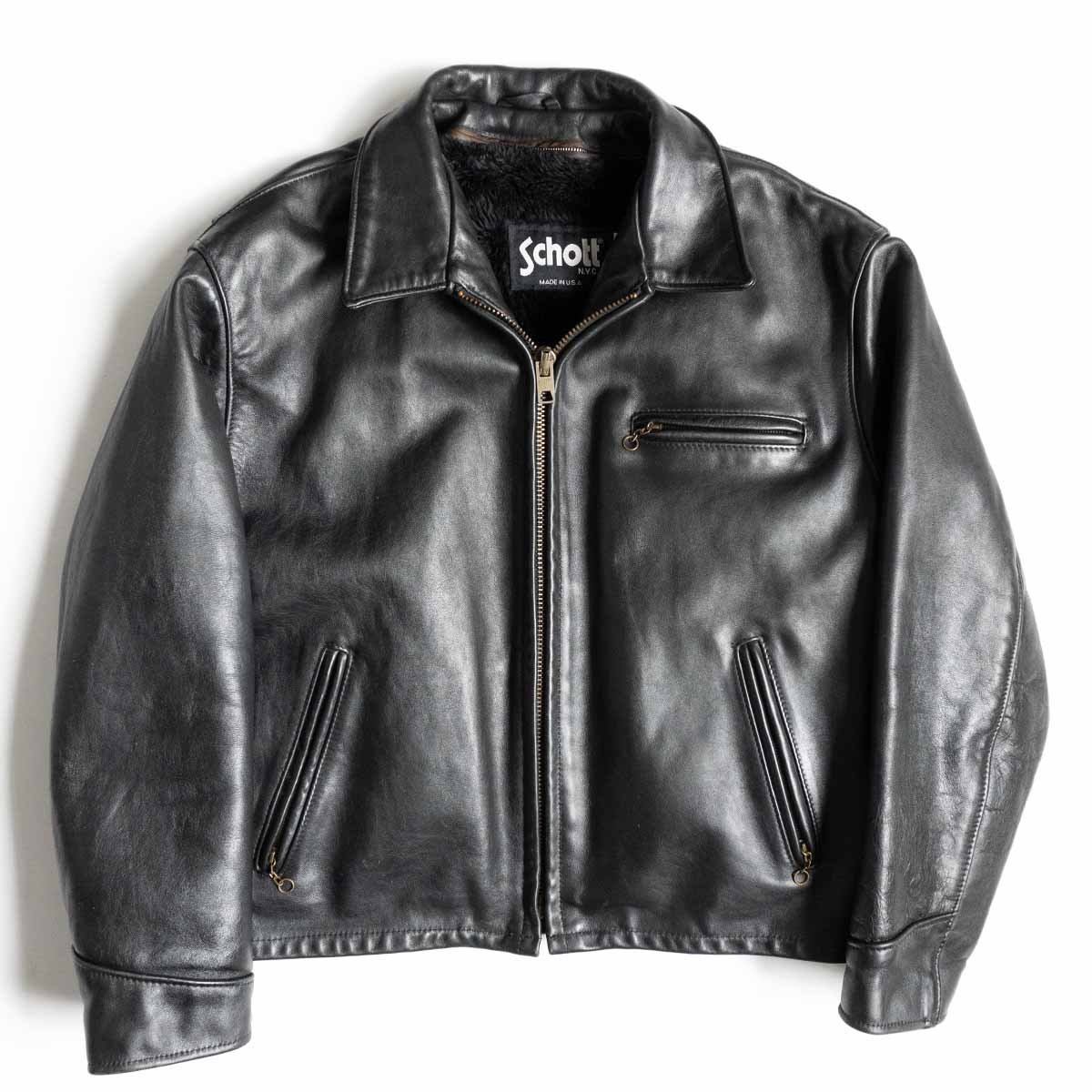 【目立った傷や汚れなし】【雰囲気抜群/ビッグサイズ】SCHOTT【642/シングルライダースジャケット】46 ボアライナー付き 襟 レザー アメリカ製 ショット y2304102の落札情報詳細 ...