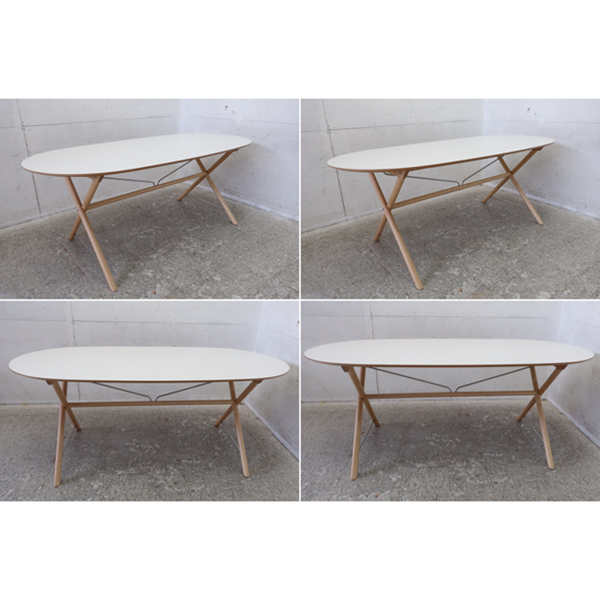 【やや傷や汚れあり】 P845 美品 IKEA/イケア DALSHULT ダイニングテーブル 185cm幅 スウェーデン 北欧 モダンデザイン ...