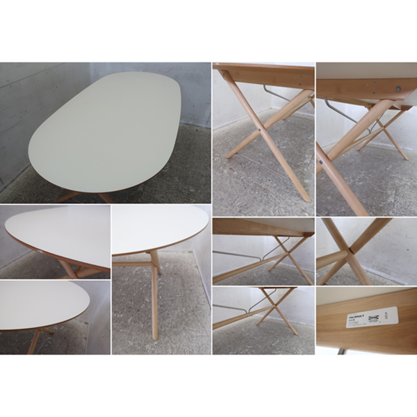 【やや傷や汚れあり】 P845 美品 IKEA/イケア DALSHULT ダイニングテーブル 185cm幅 スウェーデン 北欧 モダンデザイン ...
