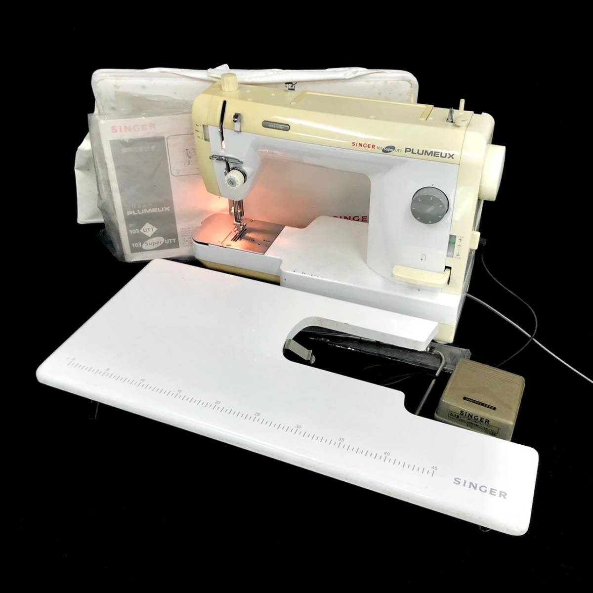 【傷や汚れあり】SINGER（シンガー）☆職業用ミシン☆PLUMEUX【MODEL 103SF】☆日本製☆通電・試し縫い確認済み☆取扱説明書 ...