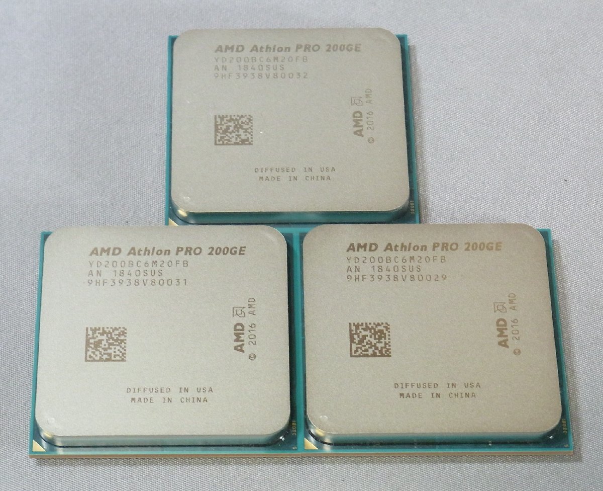 【やや傷や汚れあり】B34812 O-05181 AMD Athlon Pro 200GE CPU 3個セット 動作品の落札情報詳細 ...