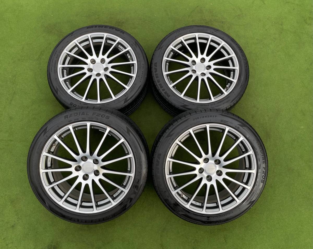 【やや傷や汚れあり】 希少！ECO FORME エコフォルム 17x7J+53/PCD:100/5穴 4本 MINERVA 215 ...