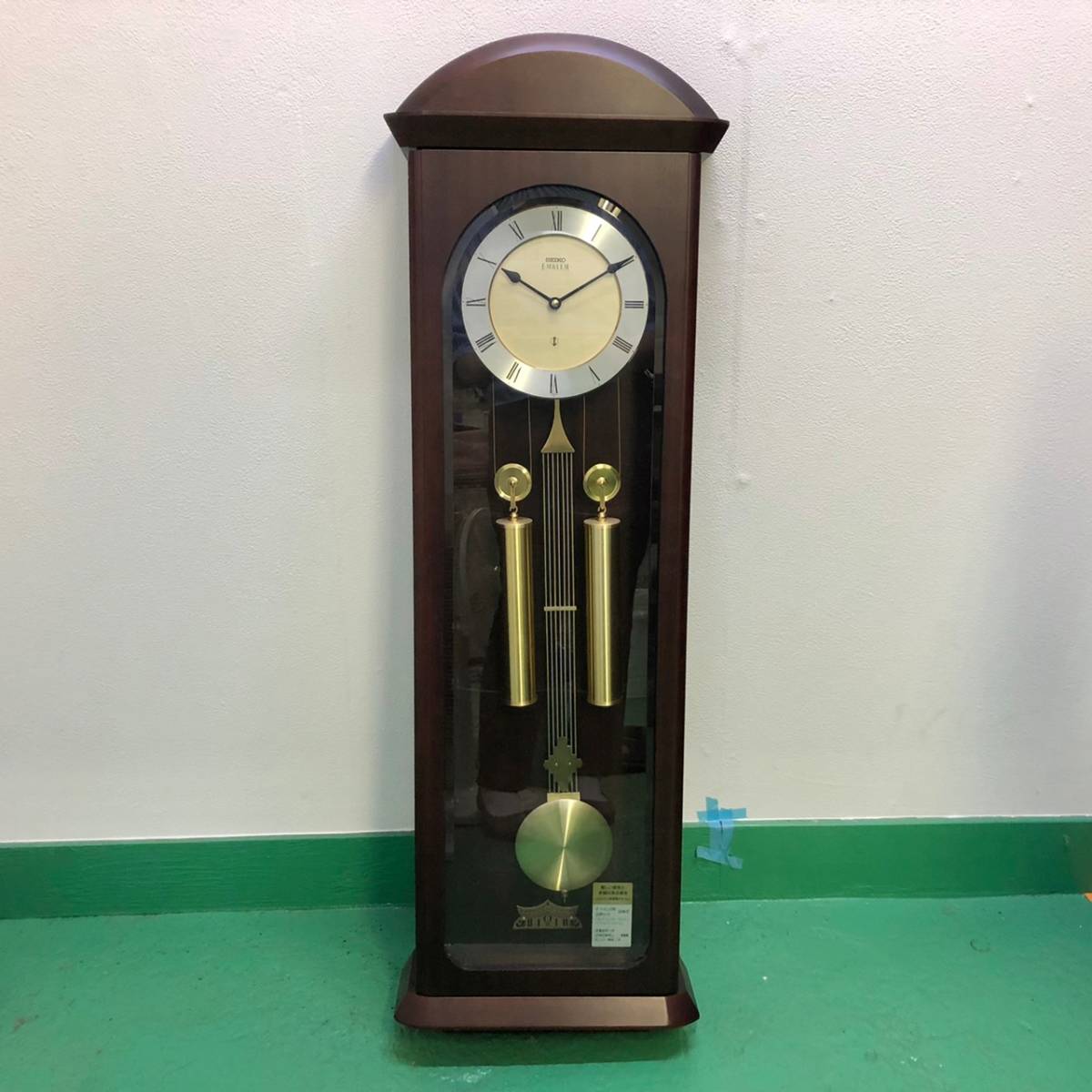 【未使用】未使用 SEIKO EMBLEM エンブレム HS351B メロディ報時機能付き Hi-Fi音源メロディ 掛け時計 振り子時計 柱 ...