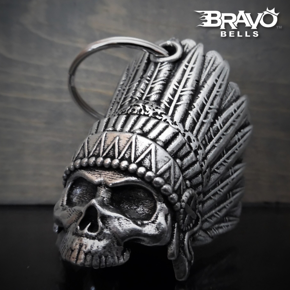 【未使用】米国製 Bravo Bells インディアン スカル 3D ベル [Indian Skull] Made in USA 魔除け お ...