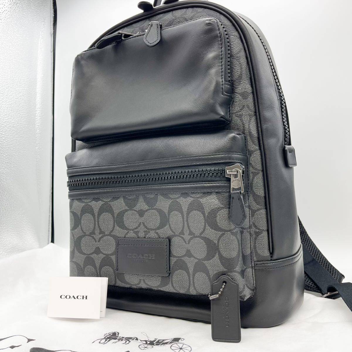 【未使用】新品未使用 COACH コーチ バックパック リュックサック 本革レザー 切替 PVC オールブラック 黒 シグネチャー モノグラム 大容量 A4 メンズの落札情報詳細 - ヤフオク ...