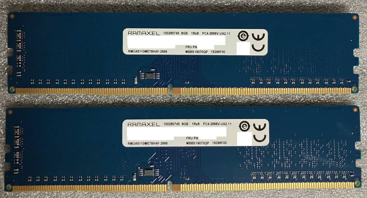 【目立った傷や汚れなし】RAMAXEL DDR4デスクトップ用メモリ 8GB 1Rx8 PC4-2666V-UA2-11 2枚セット（計16GB）【送料無料】の落札情報詳細 - ヤフオク落札 ...