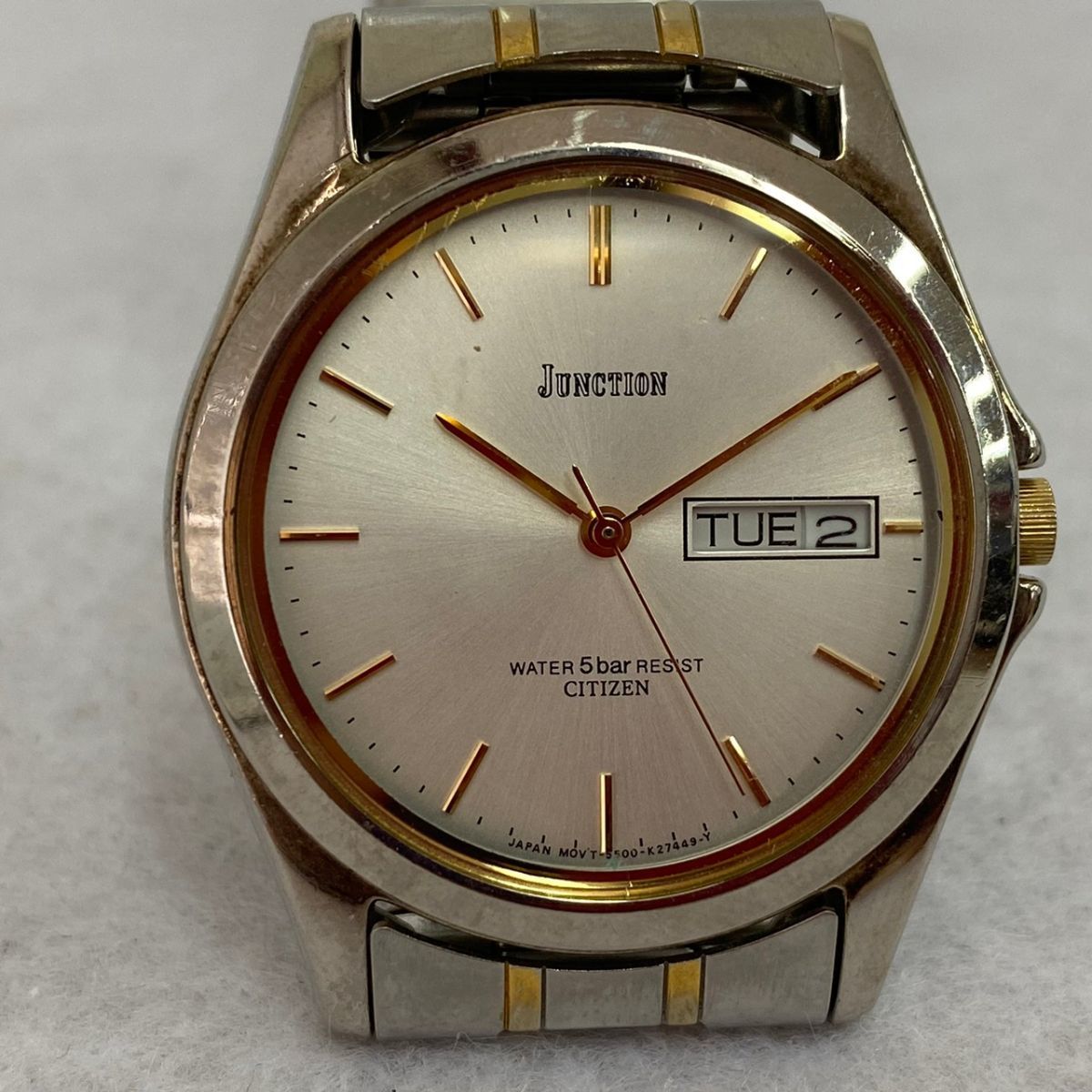 【傷や汚れあり】W368-C6-205 CITIZEN シチズン JUNCTION ジャンクション 5500-K08056 クォーツ デイ ...